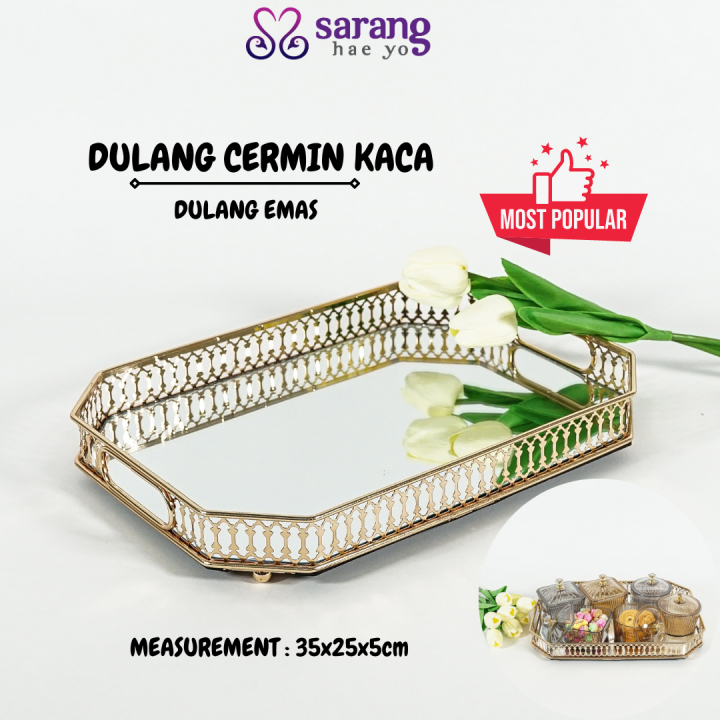 ⚡️SARANG HAE YO⚡️Dulang Kaca Cermin Tray Petak Dulang Hantaran Kahwin ...
