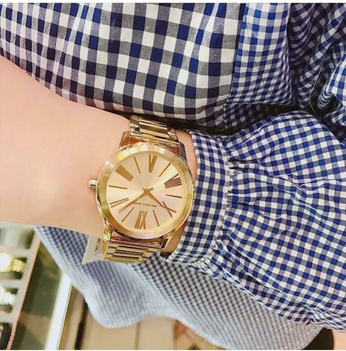 Guaranteed Original Michael Kors Hartman Champagne Dial Gold-tone ...