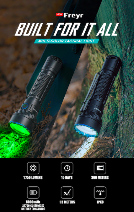 ไฟฉาย Olight Freyr Multi-Color Tactical พร้อมแบตเตอรี่ ชาร์จแบบแม่เหล็ก ...
