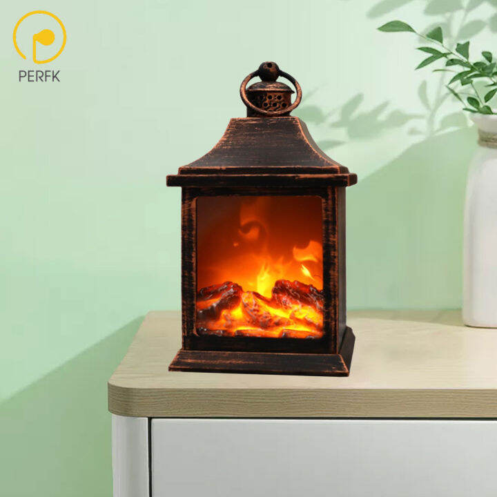 Perfk LED Fireplace Lantern Flamless Log Fire Effect Hanging Lamp | Lazada