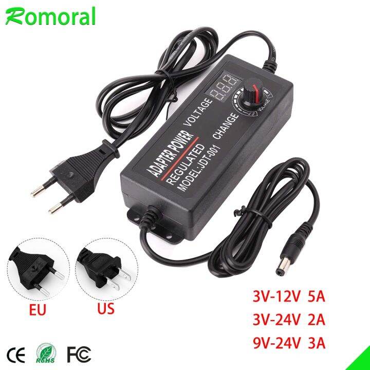 Adjustable AC to DC 3V-12V 3V-24V 9V-24V Universal adapter with display screen voltage Regulated ...