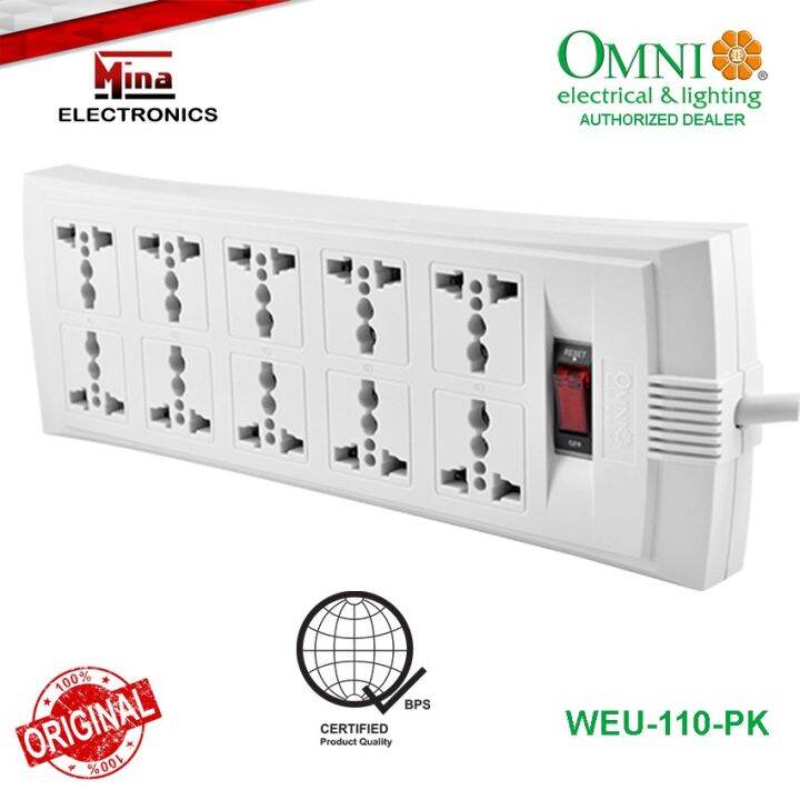 ♞OMNI WEU-110-PK Universal Outlet Extension Cord 10-Gang with Switch 1. ...