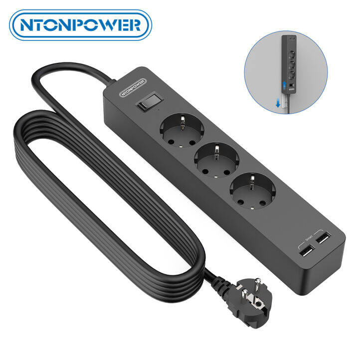 NTONPOWER USB Power Strip with 3M Extension Cord Wall Mounted Network ...