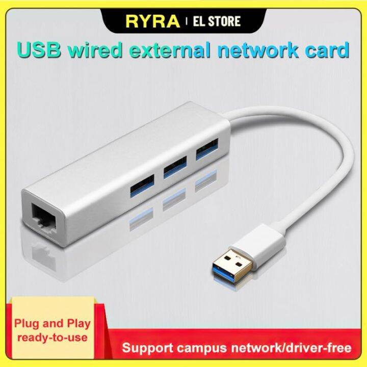 RYRA USB Ethernet With 3 Port USB HUB 2.0 Support 5Gbps Lan Network ...