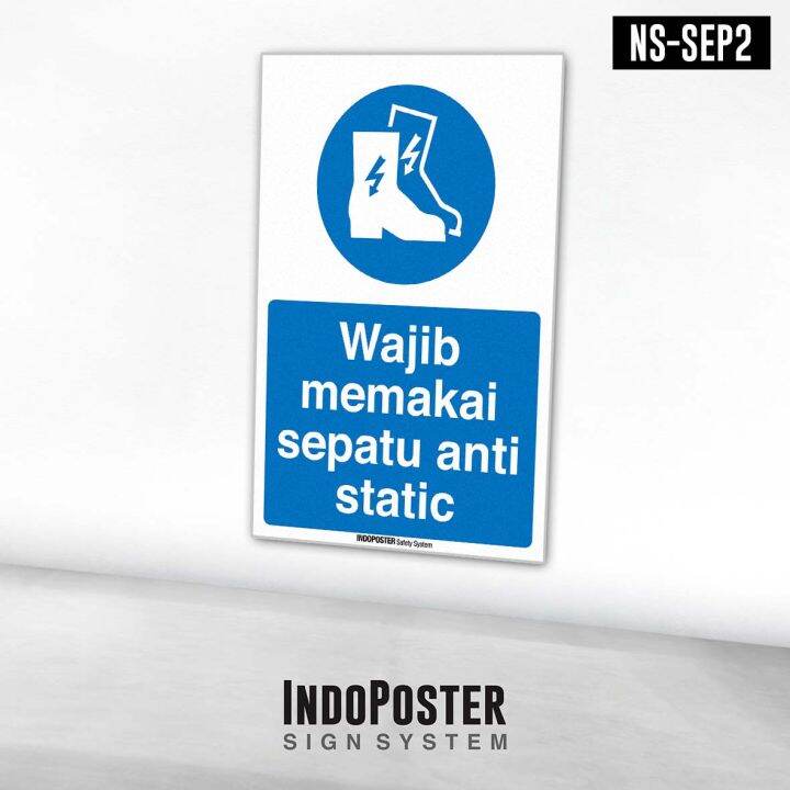 Stiker Safety Sign K3 Wajib Memakai Sepatu Safety Shoes Anti Static ...