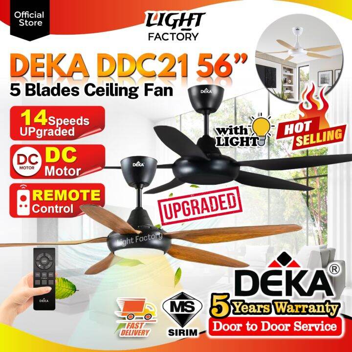 DEKA DDC21 DDC21LED VDC88 56" 5 Blades Remote Control DC Ceiling Fan 3 ...
