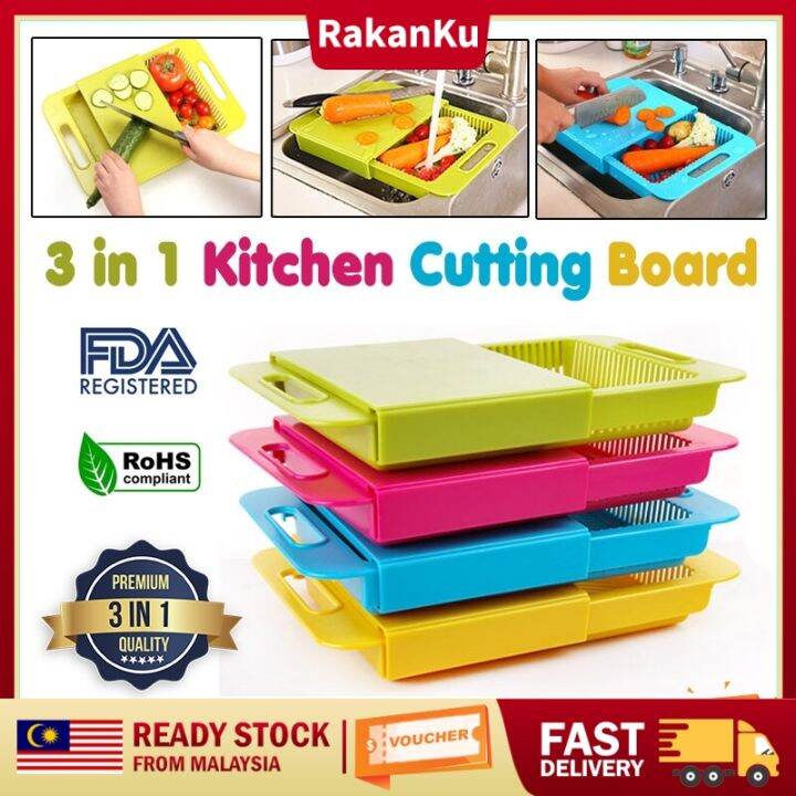 RakanKu CLEAR STOCK Malaysia 3 in 1 Kitchen Sink Cutting Board ...