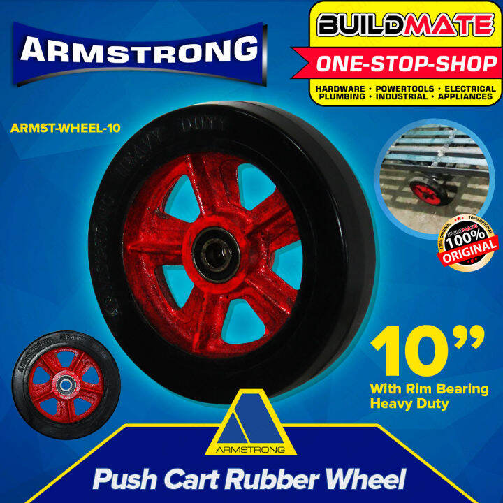 Armstrong Push Cart Rubber Wheel with Rim Bearing 254mm 10'' Heavy Duty ...