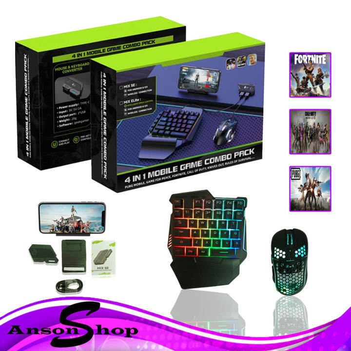 New 4 in 1 Bluetooth Gaming Keyboard Mouse Converter Combo Support For ...