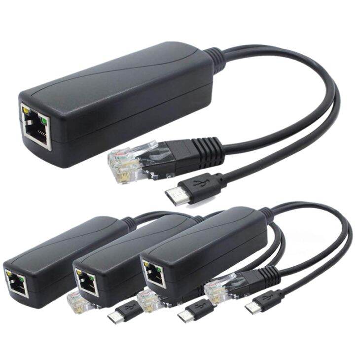 4-Pack 5V PoE Splitter, 48V to 5V 2.4A Adapter with Micro-USB Plug, for ...
