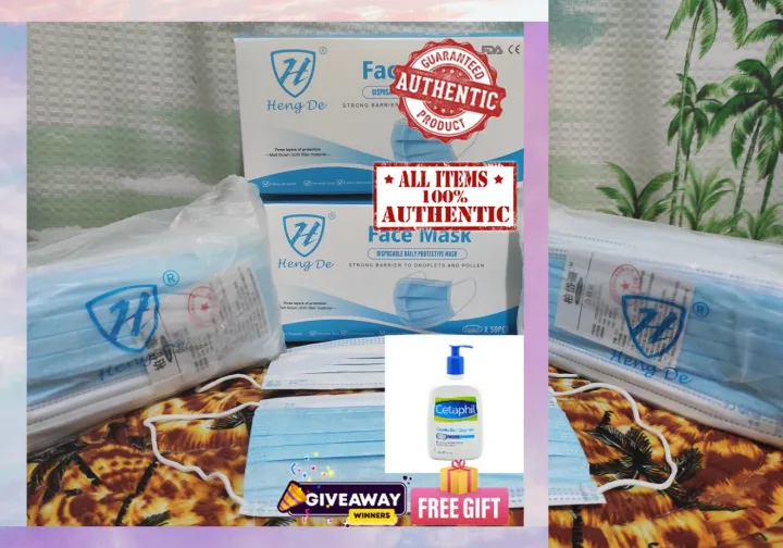 HENG DE BLACK and BLUE Disposable Surgical Facemask [FDA APPROVED] 50 ...