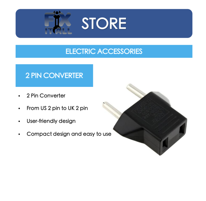 US 2 Pin to EU 2 Pin Converter Conversion Plug Universal Travel Soket ...