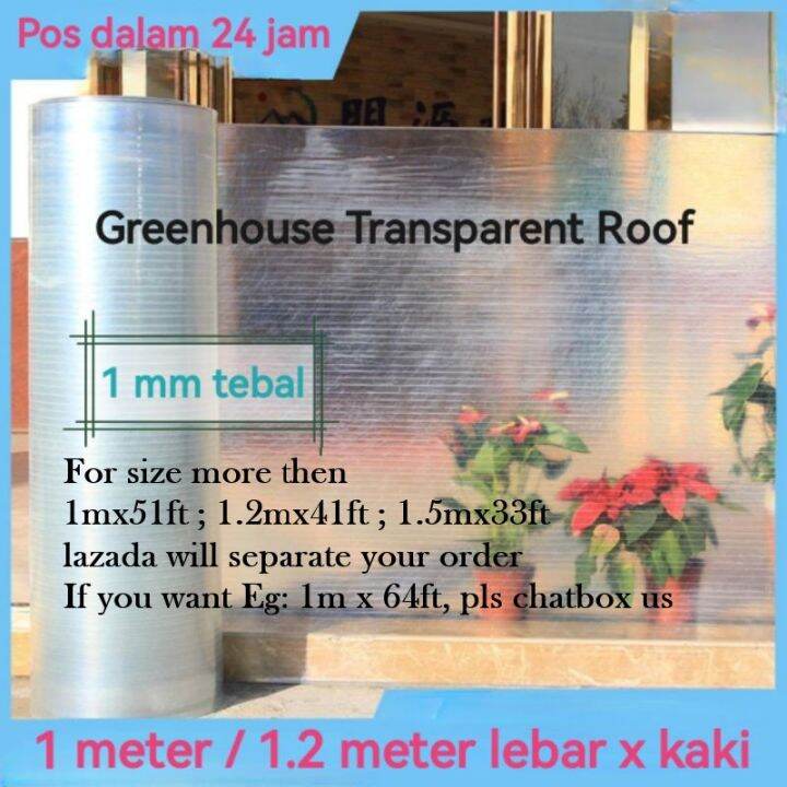 GREENHOUSE TRANSPARENT ROOF / ATAP CERAH LUTSINAR RATA 1mm / FLAT ...