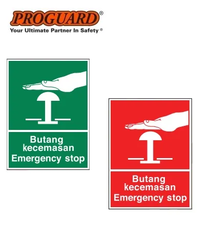 Emergency Stop Butang Kecemasan Indoor Outdoor Safety Sign Plastic ...