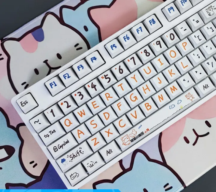 Cute cat keycap Doodle hand drawn keycap 135 Keys Cherry Profile PBT ...