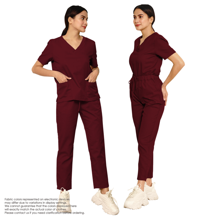 Ladies' Scrub Suits- V-Neck-Deep Red-828 Uniforms | Lazada PH