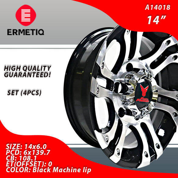 4 PCS / ERMETIQ MAGS / WHEELS / RIM 14" A14018 SIZE: 14x6.0 PCD: 6x139 ...