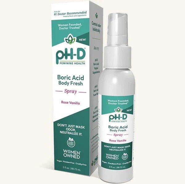 pH-D® Boric Acid Body Fresh Spray - Rose Vanilla Scent. Eliminate Odor ...