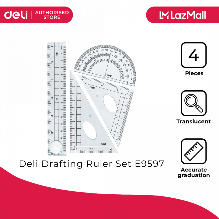 Deli Drafting Ruler Set 9597 (1pc) E9597 [75259597] | Lazada PH