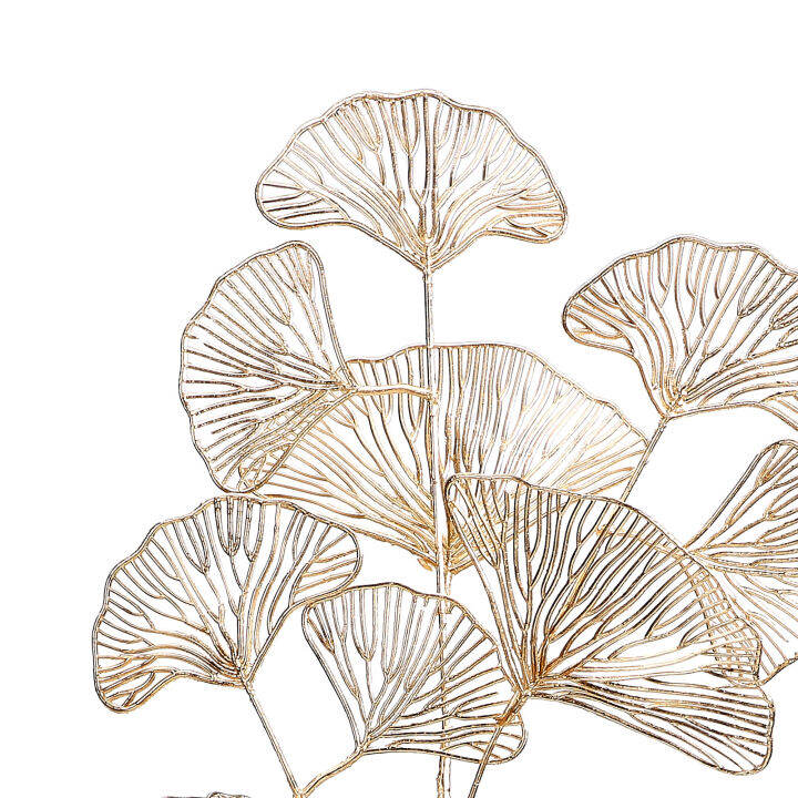 Reticulated 3 Fork Gold Leaf Ginkgo Leaf Artificial Leaves Dried ...