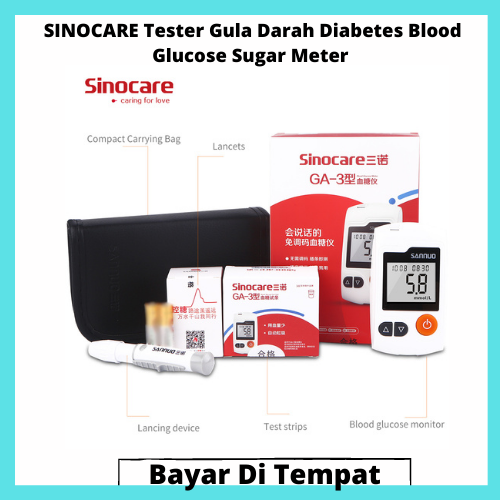 SINOCARE Tester Gula Darah Diabetes Blood Glucose Sugar Meter / Alat ...