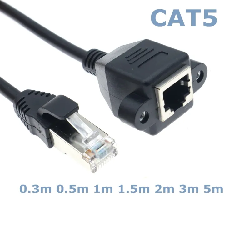 CAT5 RJ45 Cable Male to Female Screw Panel Mount Ethernet LAN 100M ...
