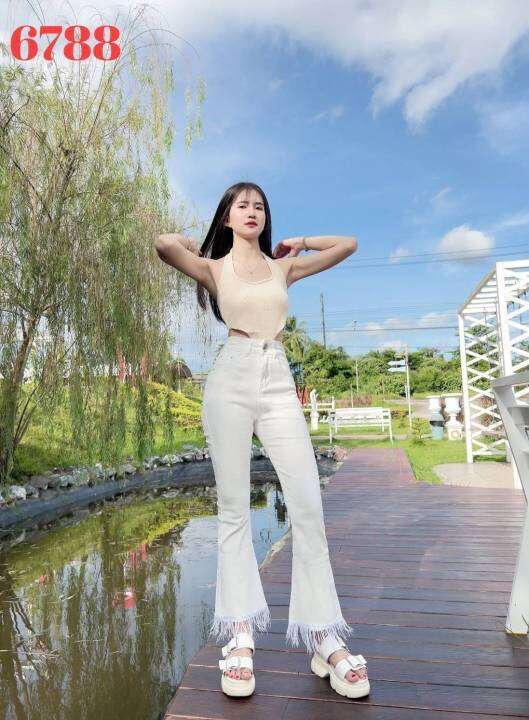 🌷Richy Shop99🌷6788 ใหม่ล่าสุด!!! กางเกงยีนส์ขายาว ขาม้าผ้ายืด มีขนน่าารักมากกก สาวหวานพลาดไม่ได้ ...