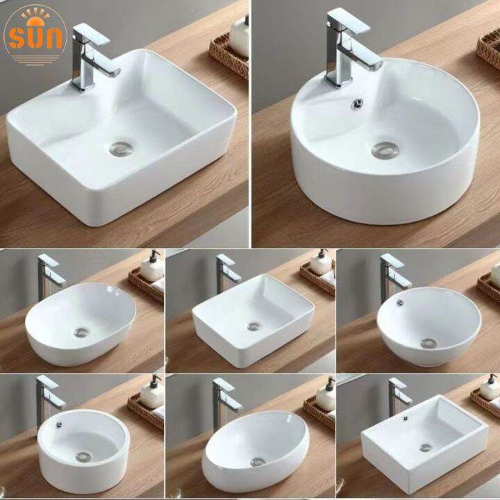 【SUN】Lavatory Basin Ceramic Wash Basin Sink High Quality Stainless ...