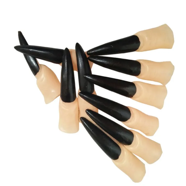 Zombie Witch Fake Fingers Nails Fake Nose Horror Long Nose Black Red ...