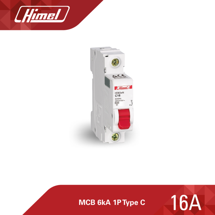 2 Pcs Himel Miniature Circuit Breaker 16A, 1 Pole, 220V - 415VAC / MCB 16A 1P / Din Rail Type ...