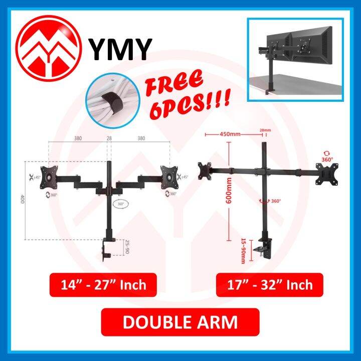 14-27" / 17-32" inches Double Arm Desk Table Computer Monitor LCD TV ...