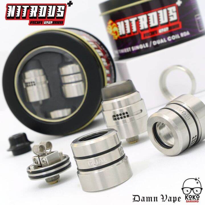 Nitrous Plus RDA Single Dual Coil 22mm Gold SS Gunmetal Matte Black ...