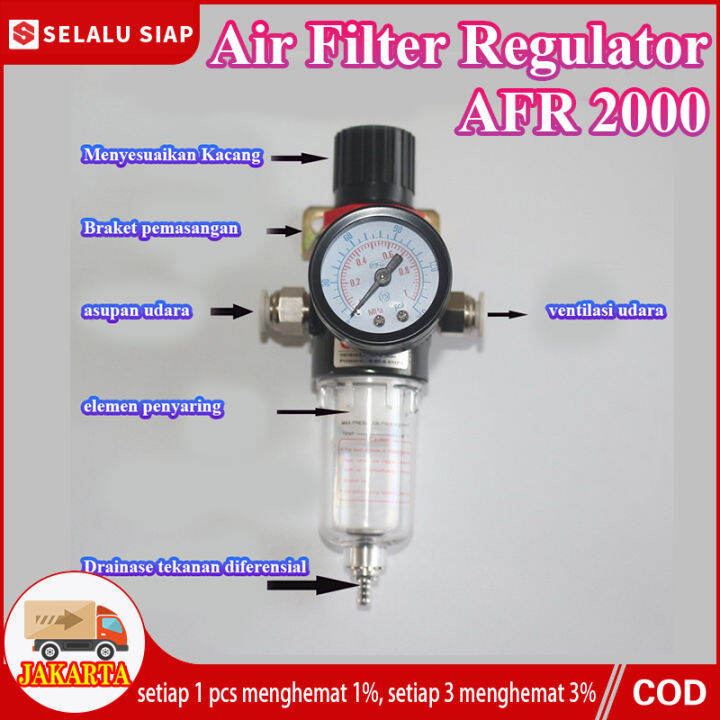 (Dalam Stok, Dikirim Dari Jakarta) Air Filter Regulator AFR2000 Angin Single Mini Air Filter ...