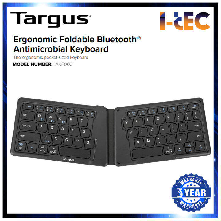 Targus Ergonomic Foldable Bluetooth Antimicrobial Keyboard The ...