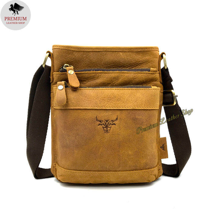 Rush Rider Full Cowhide Leather Sling Bag Men Slim Crossbody Bag ...