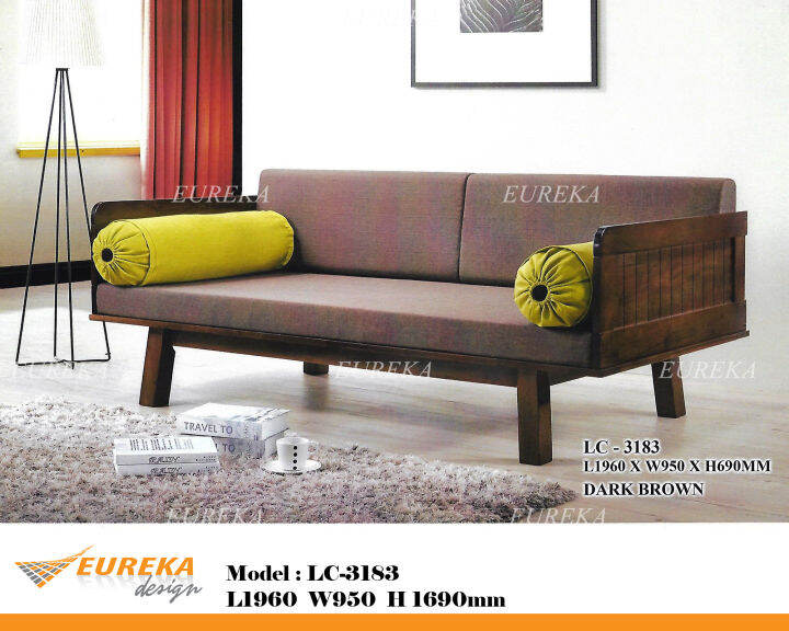 EUREKA 3183 6.5ft Sofa Bed 3 Seater Wooden Arm Foldable Multifunction / Sofa Pelbagai Fungsi ...