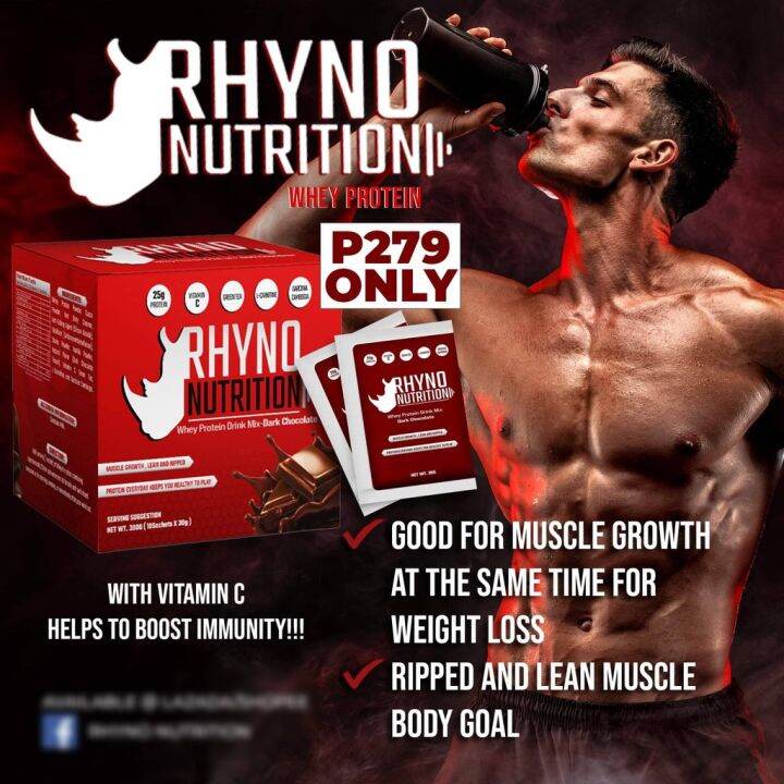 mainit na bentahan ♀RHYNO NUTRITION WHEY PROTEIN 10 SACHETS | Lazada PH