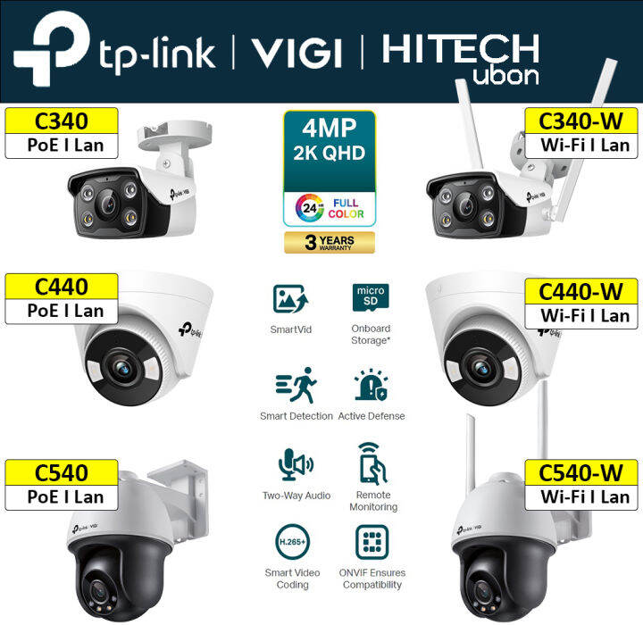 [ประกันศูนย์ 3ปี] TP-Link VIGI C340/C340-W/C440/C440-W/C540/C540-W กล้องวงจรปิด Network Camera ...