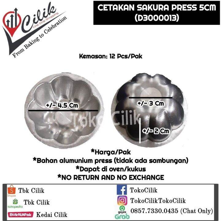 cetakan sakura press 5 cm mold alat dapur kue cake mini puding tampah | Lazada Indonesia