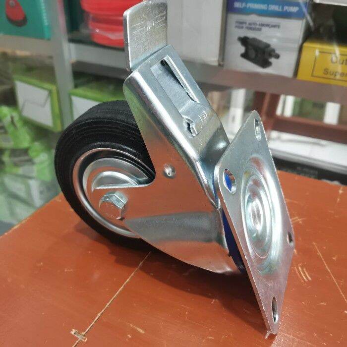 Roda Putar 4 Rem Roda Karet Hidup Brake Roda Troli Trolly Kastor Lazada Indonesia