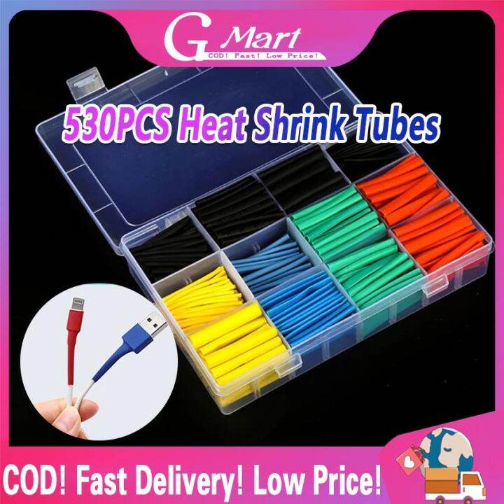 530Pcs/Box Heat Shrink Tubing Tube Insulation Shrinkable Sleeve Kit Assortment Electronic ...
