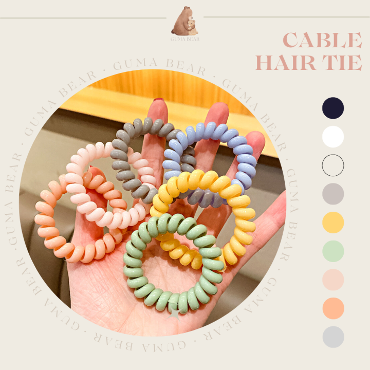 GUMA BEAR - Cable Hair Tie Ikat Karet Rambut Kabel Spiral Pastel ...