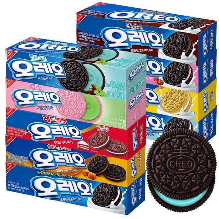 oreo sandwich cookie โอริโอ้เกาหลี รสคาราเมล วนิลา มิ้นท์ช็อค สตอเบอรี่ ...