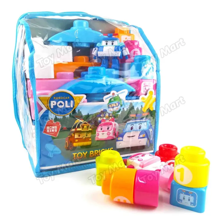 Robocar Poli 33pcs Puzzle Bricks Building Blocks Backpack Play Set ...