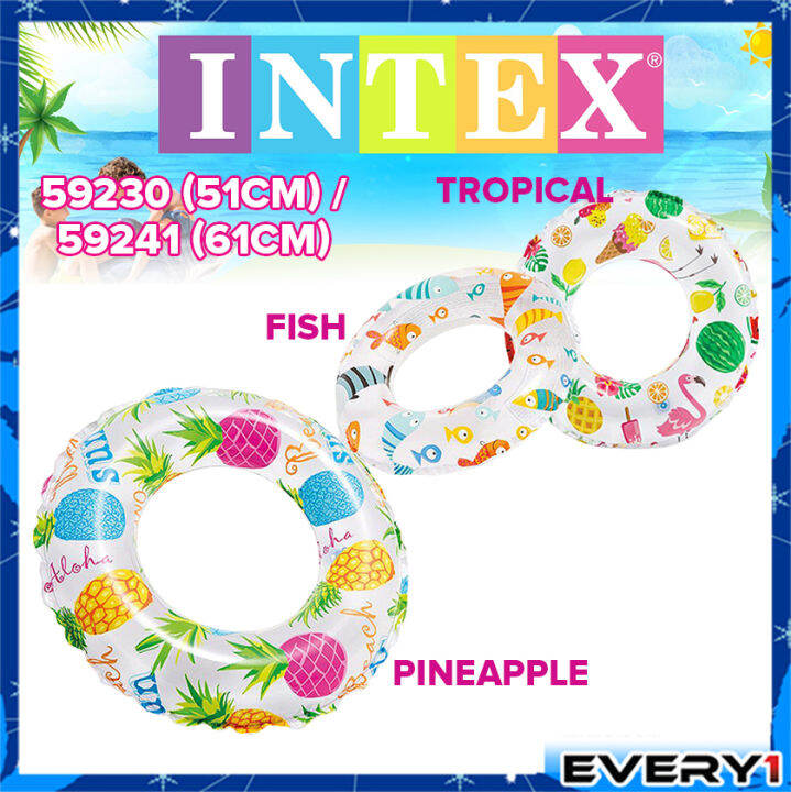 INTEX 59230 / 59241 Lively Print Swim Rings Inflatable Float 20"/24 ...