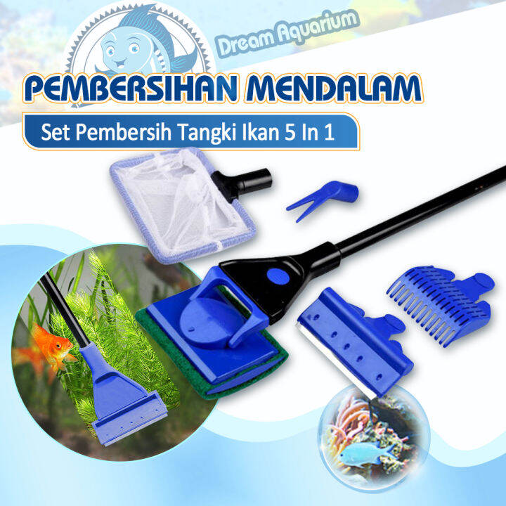 Aqua Tools Aquarium Cleaning Set 5 in1 Tongkat Cleaner Alat Pembersih ...