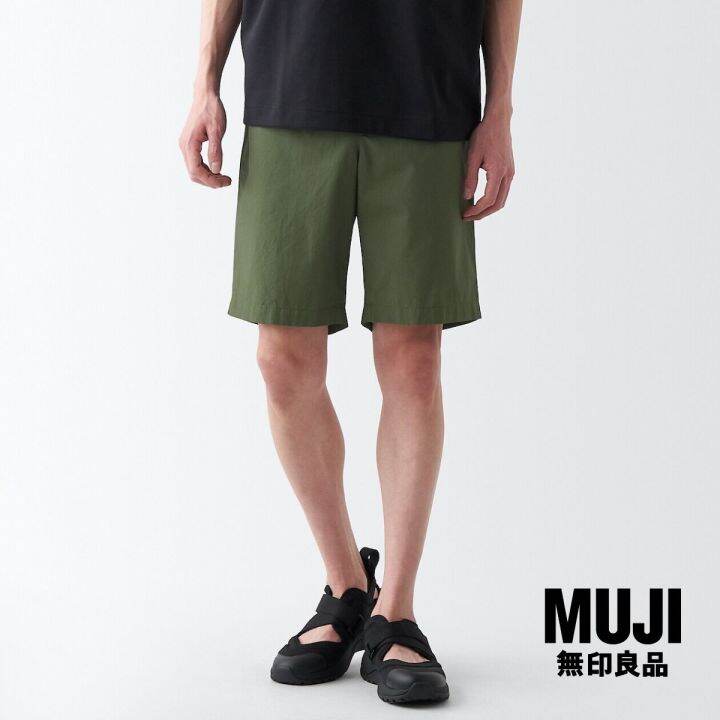 มูจิ กางเกงผ้าบรอดฟอกขาสั้น ผู้ชาย - MUJI Washed Broad Short Pants ...