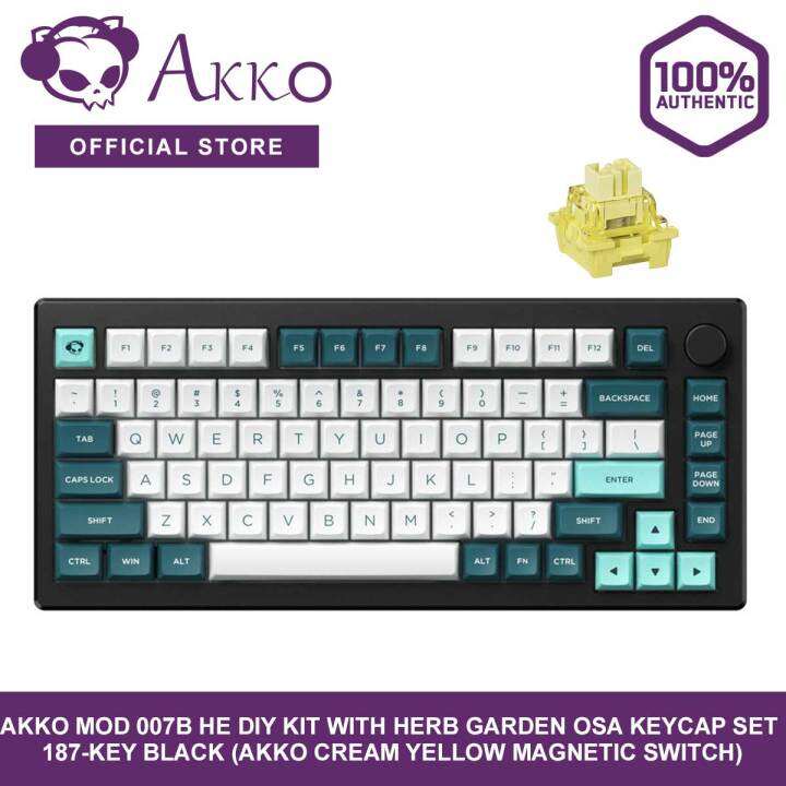 Akko MOD 007B HE DIY Kit With Herb Garden OSA Keycap Set 187-Key Black ...