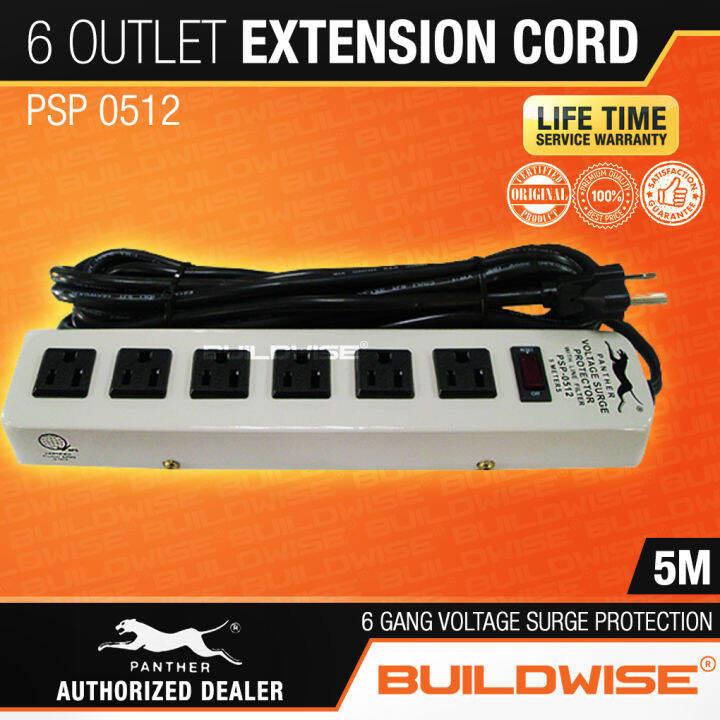 Panther 6-Gang 5M PSP 0512 Voltage Surge Protector Extension Cord PSP ...
