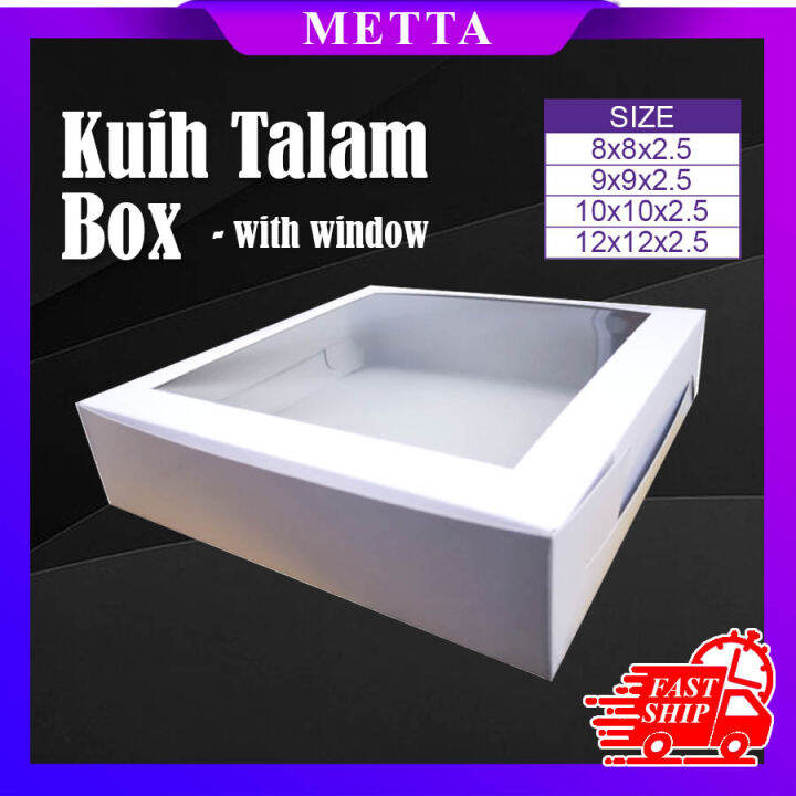White Kuih Talam Box (with window) Kotak Kuih Lapis Putih 白盒子 (25pcs ...
